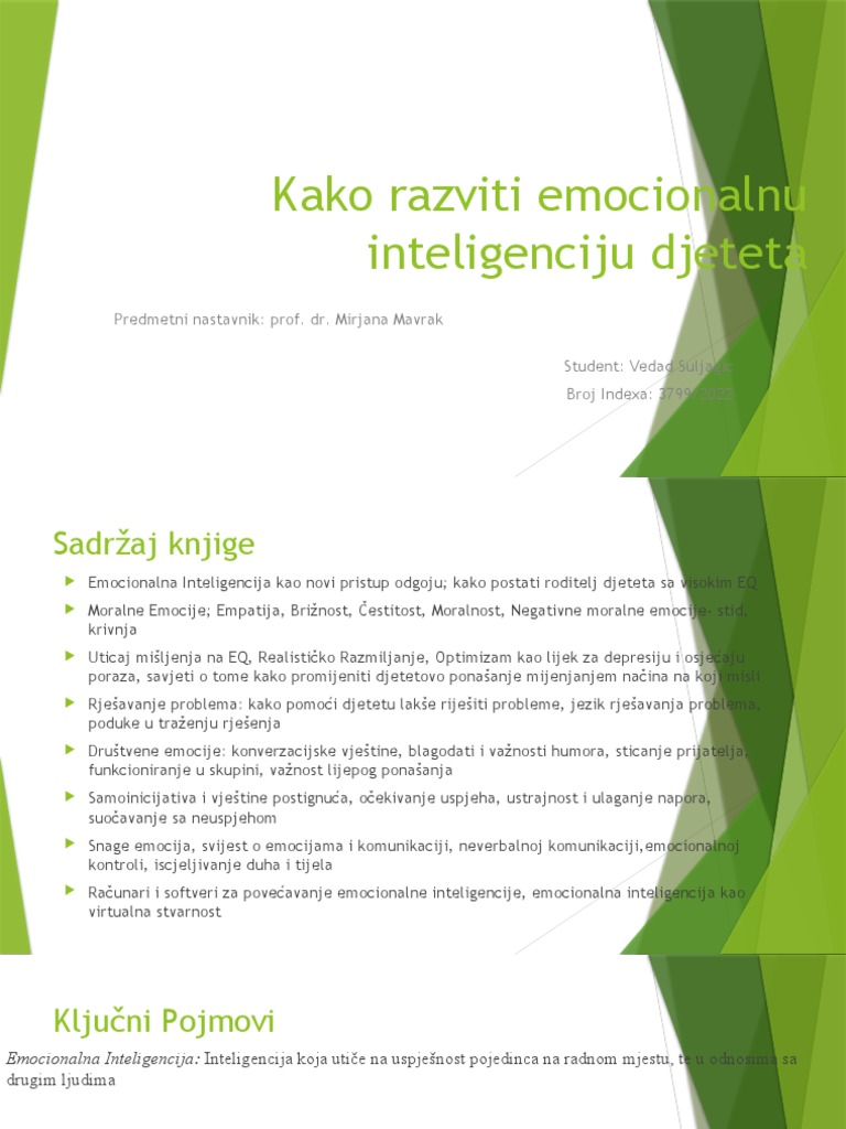 Kako Razviti Emocionalnu Inteligenciju Djeteta | PDF
