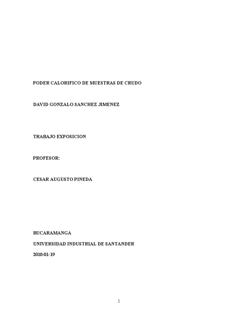 Poder Calorifico Expo | PDF | Combustibles | Combustión