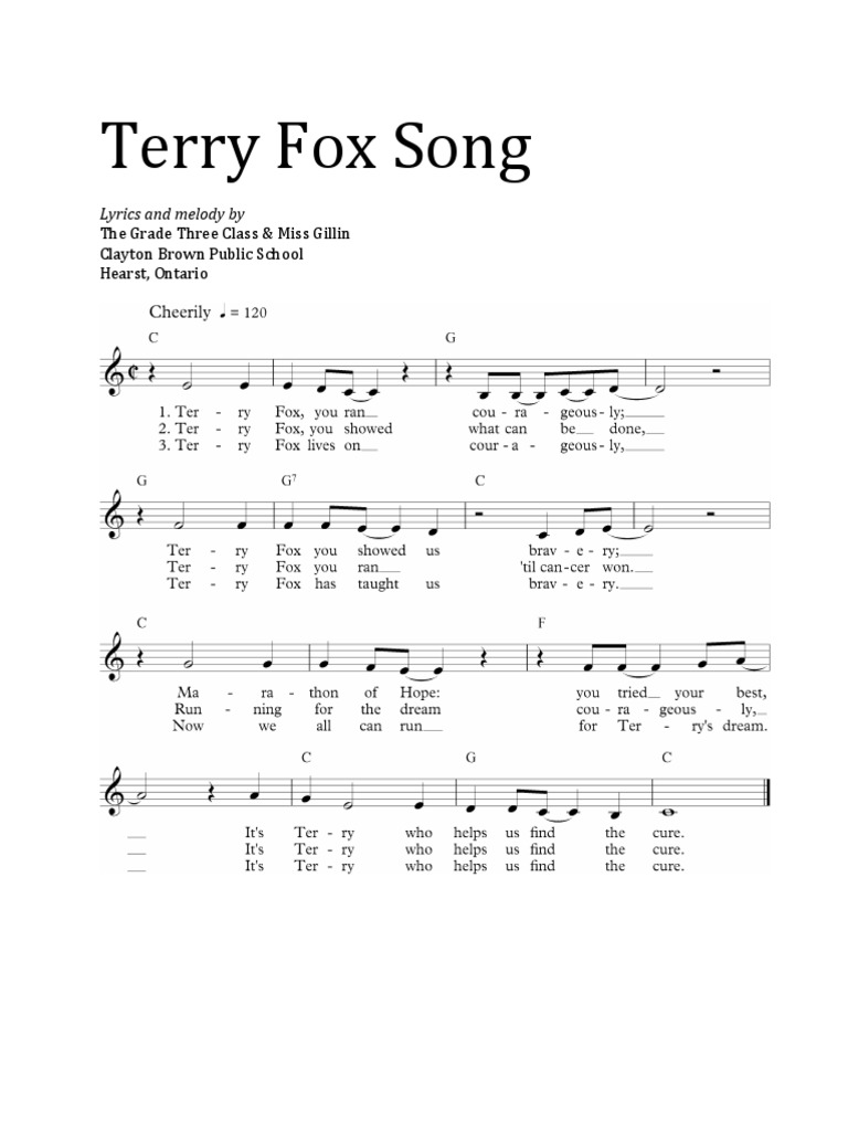Terry Fox Song | PDF