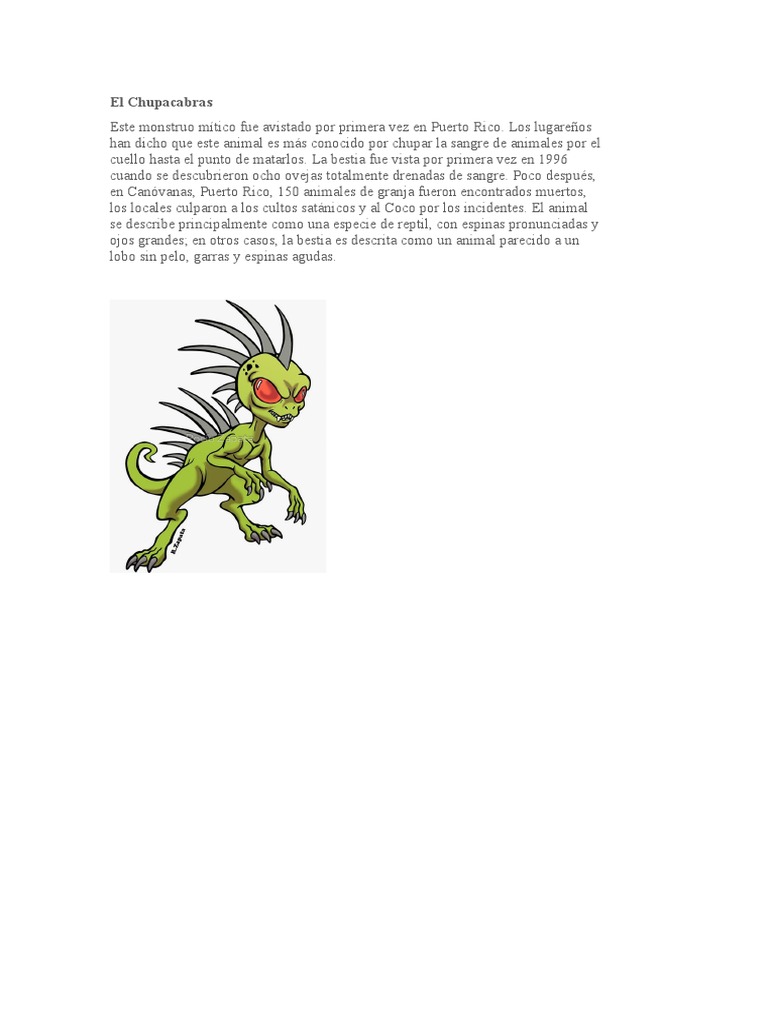 La Leyenda del Chupacabras en Puerto Rico | PDF