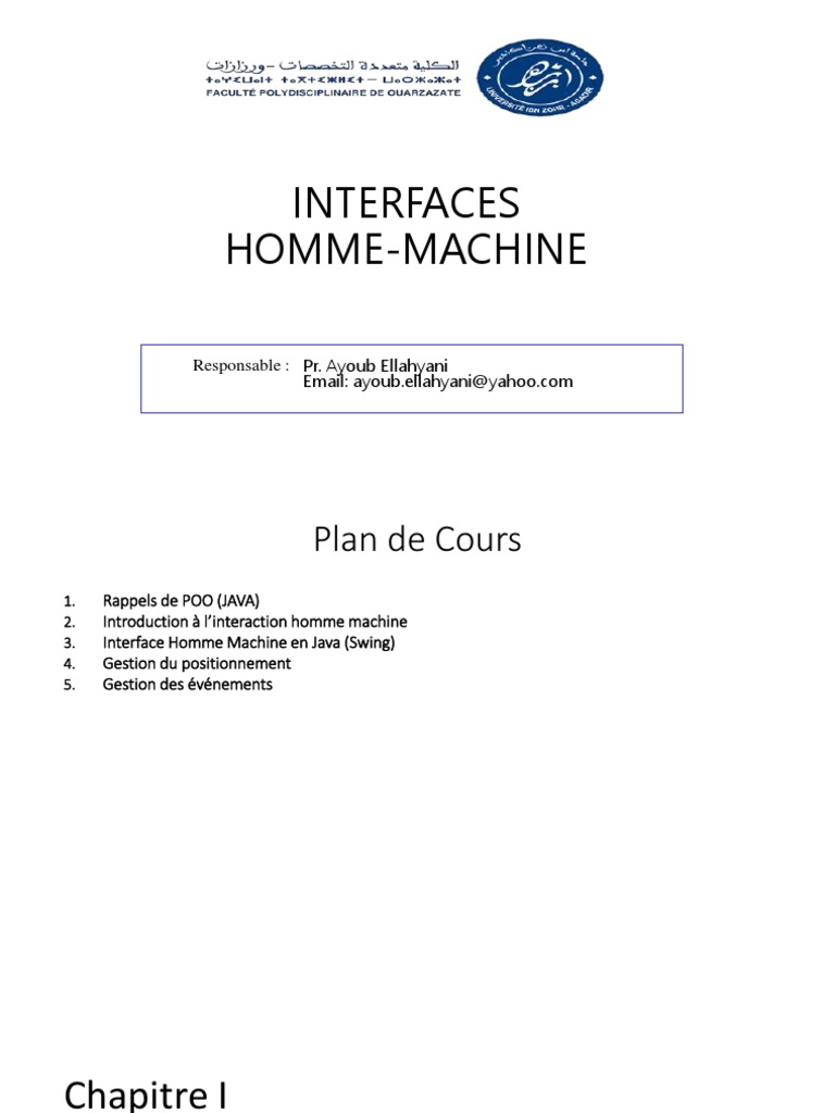 IHM (Cours) SMI S6 1 | PDF | Classe (informatique) | Java (Langage de ...