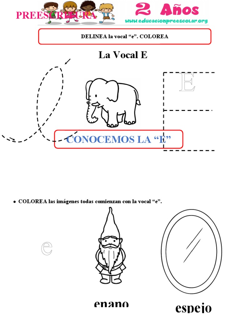 La Vocal E para Ninos de 2 Anos | PDF
