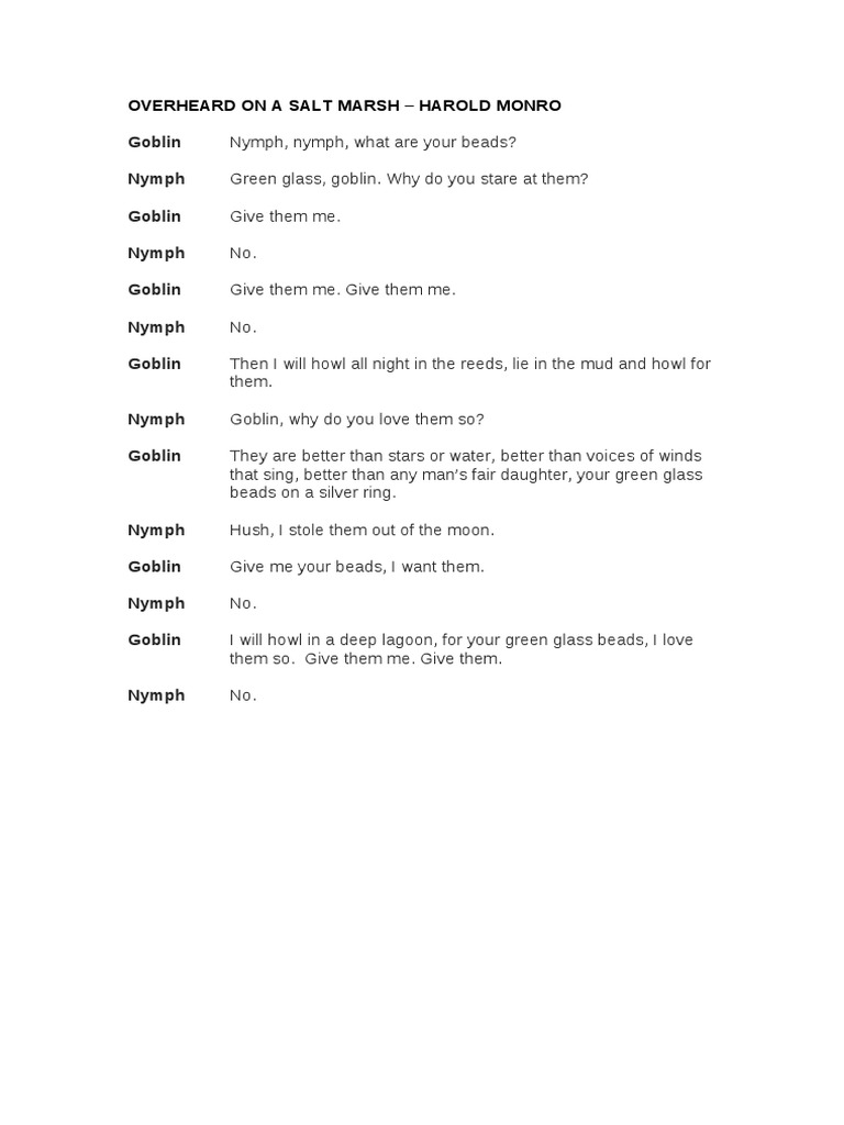 Overheard On A Saltmarsh Harold Monro | PDF