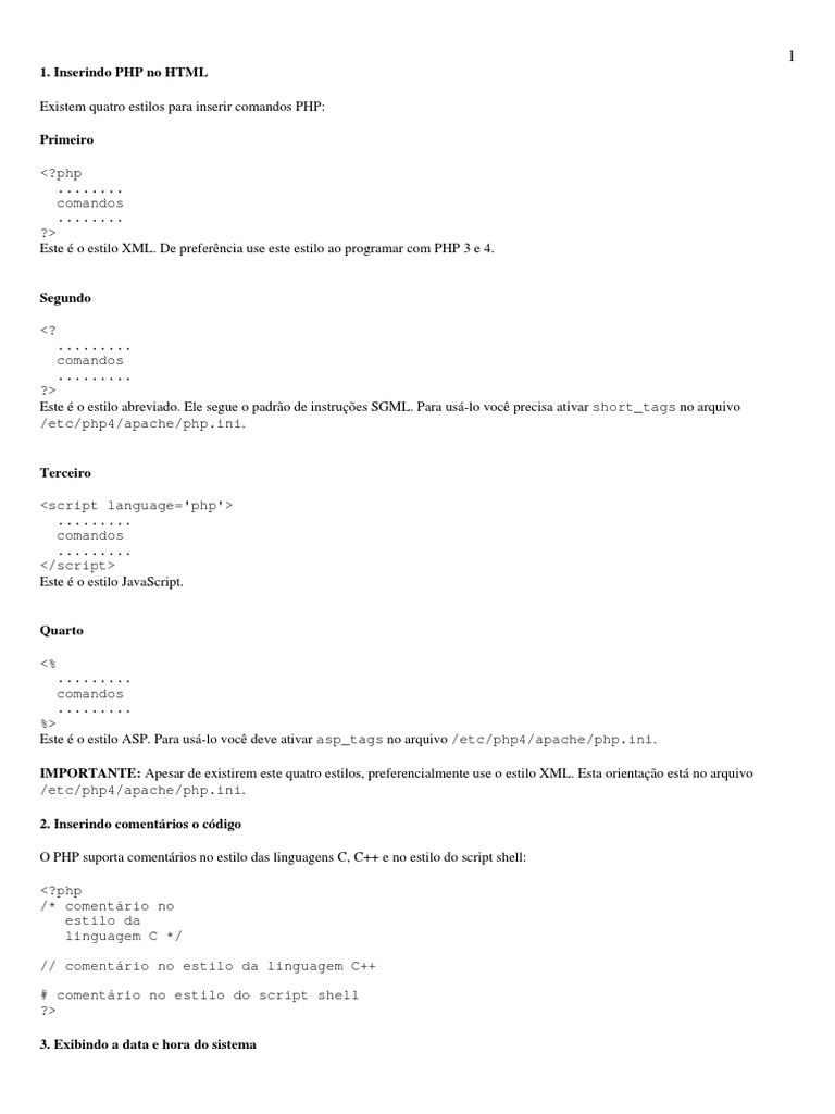 Manual De Php Pdf Classe Programação De Computadores Php