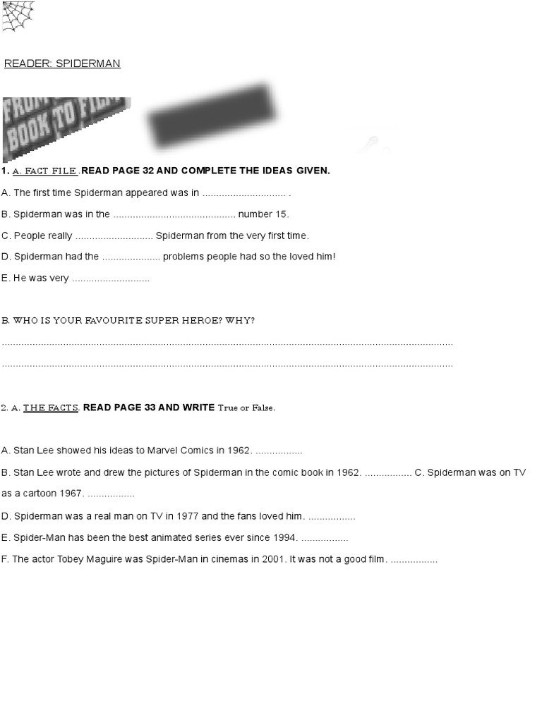 Spiderman Worksheet | PDF | Spider Man | Thanksgiving