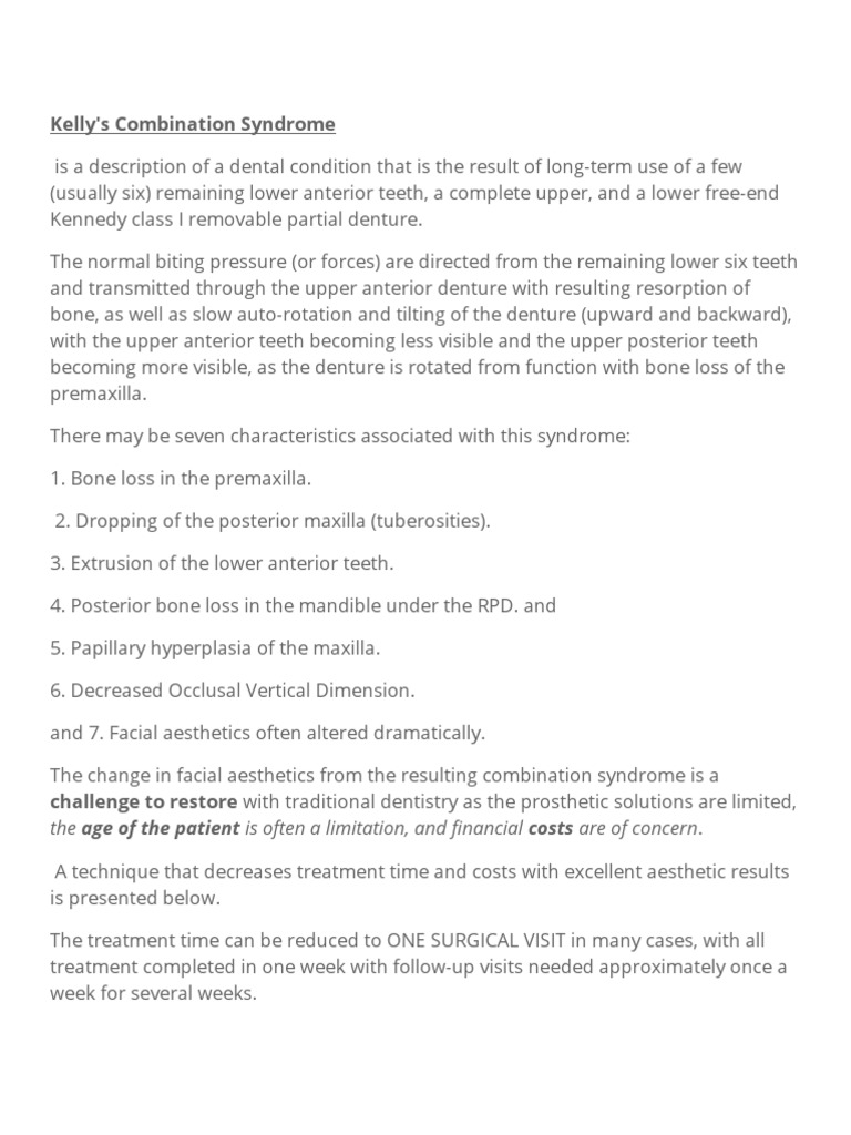 Dental Solutions for Combo Syndrome | PDF | Dental Implant | Dentures