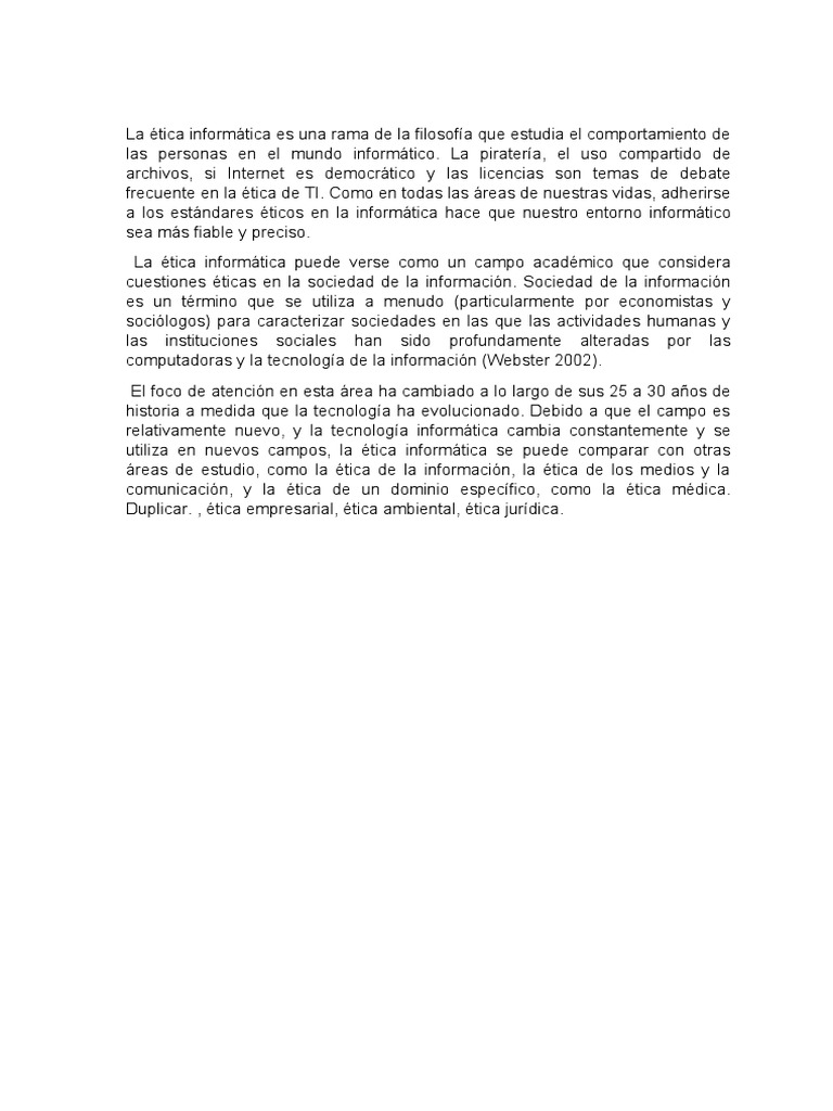 Ética en la Computación y Sociedad | PDF | Informática | Tecnología