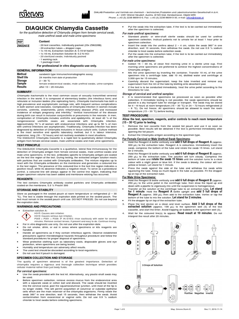 DIAQUICK Chlamydia Cassette Instructions | PDF | Sexually Transmitted ...
