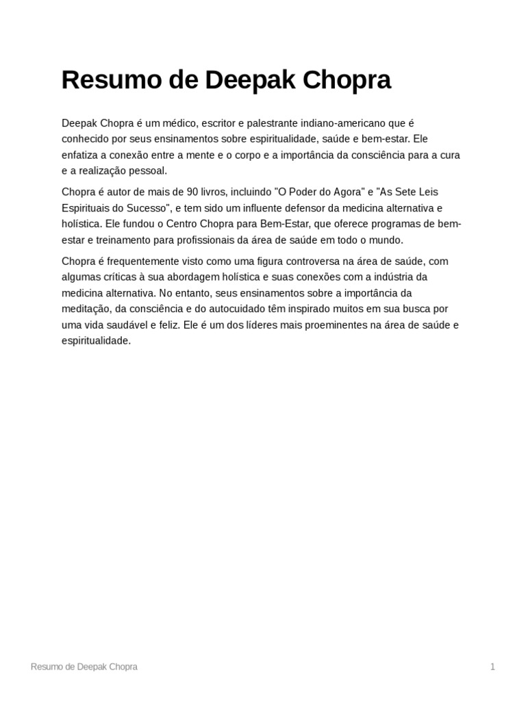 Resumo de Deepak Chopra | PDF