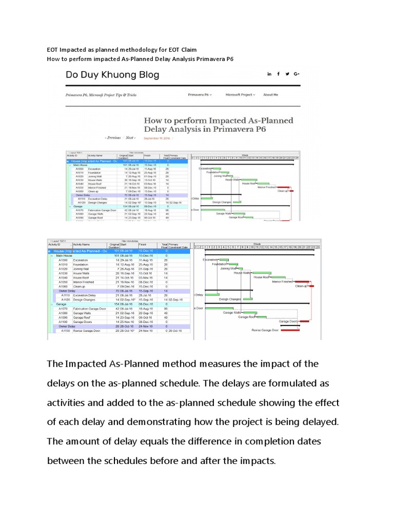 EOT Delay Analysis in Primavera P6 | PDF | Lawsuit | Lawyer
