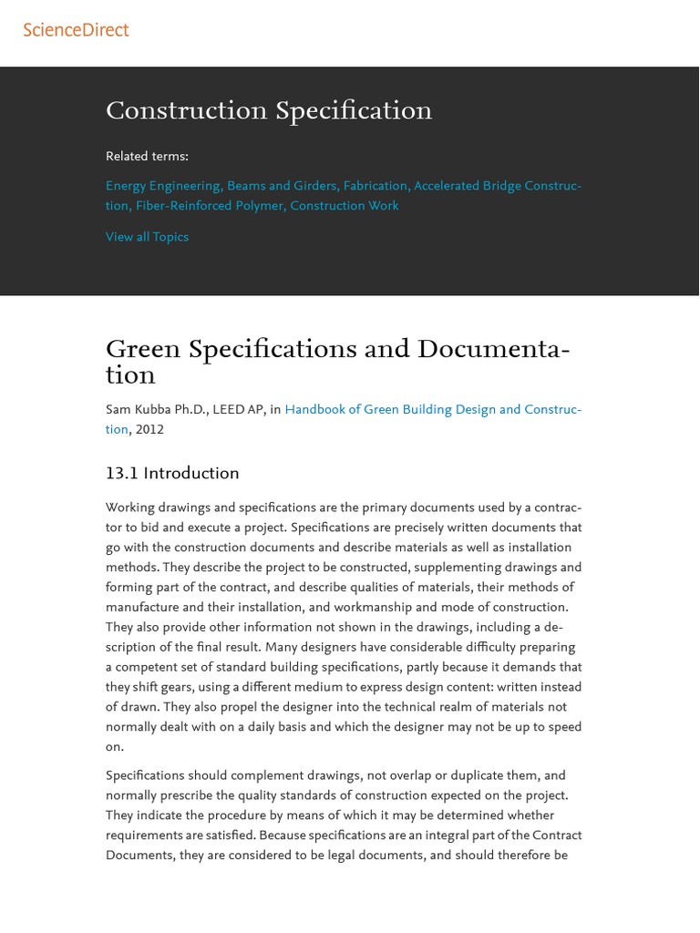 Green Building Specification-1 | PDF | Specification (Technical ...