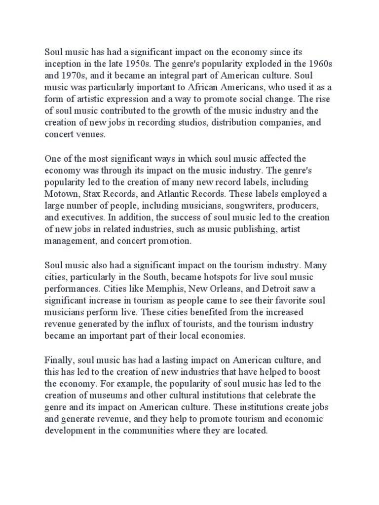 Summary of The Economic Impact of Soul Music | PDF