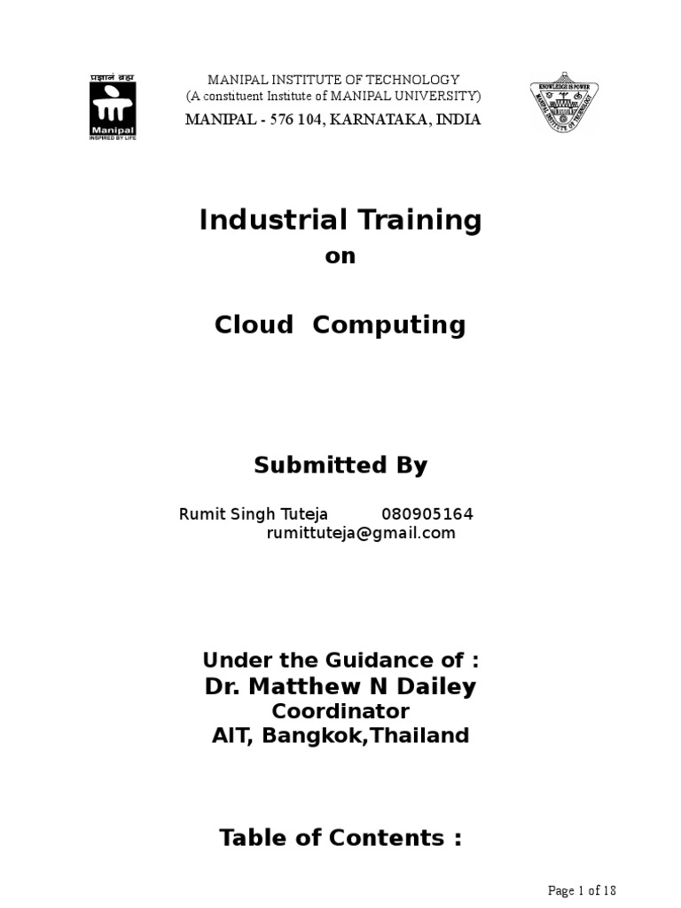 Industrial Training: Cloud Computing | PDF | Virtual Machine | Cloud Computing