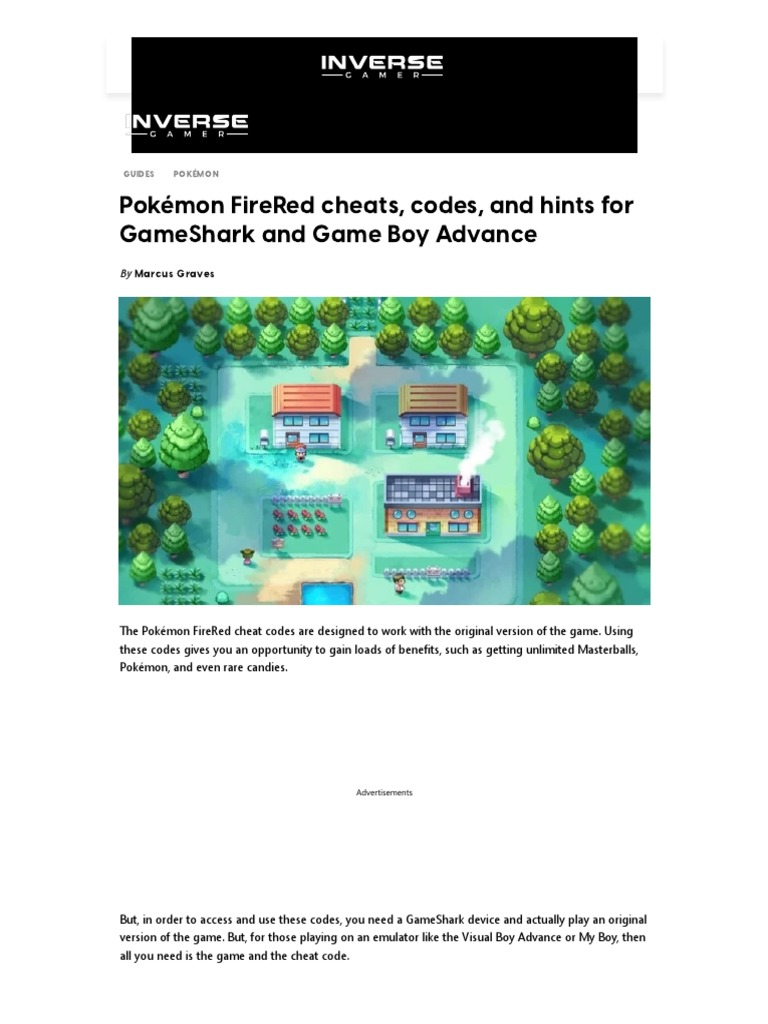 Pokemon FireRed cheats, Full list of cheat codes and how to use them