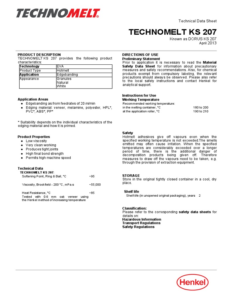 Technomelt Ks 207 en | PDF | Product Liability | Disclaimer