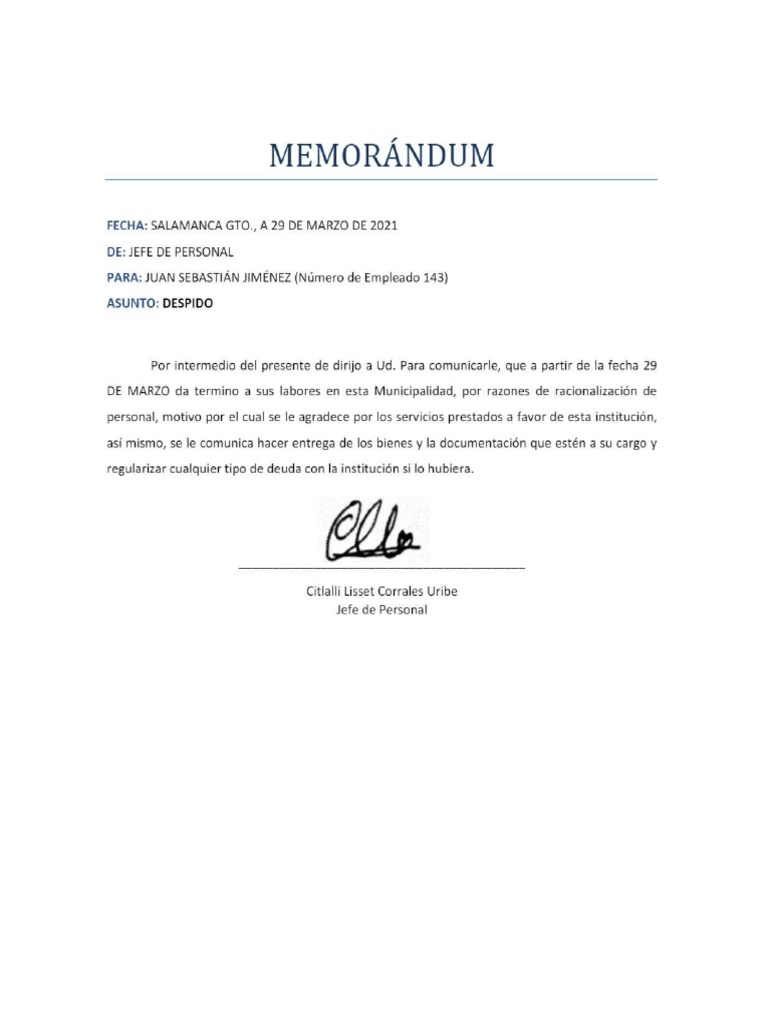 Ejemplo de Memorándum para Empresa | PDF