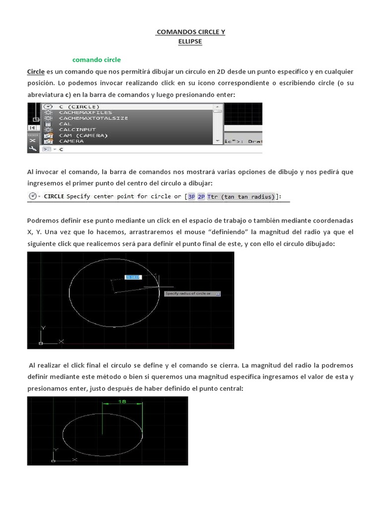 Autocad Comando Circle y Ellipse | PDF | Elipse | Sistema coordinado