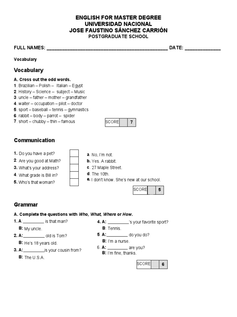 English Exam Unit Ii Master Degree | PDF