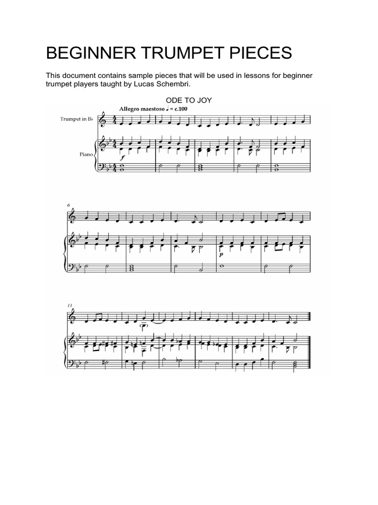 Beginner Trumpet Pieces | PDF