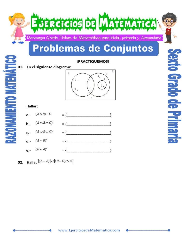 Ejercicios de Problemas de Conjuntos para Sexto de Primaria | PDF