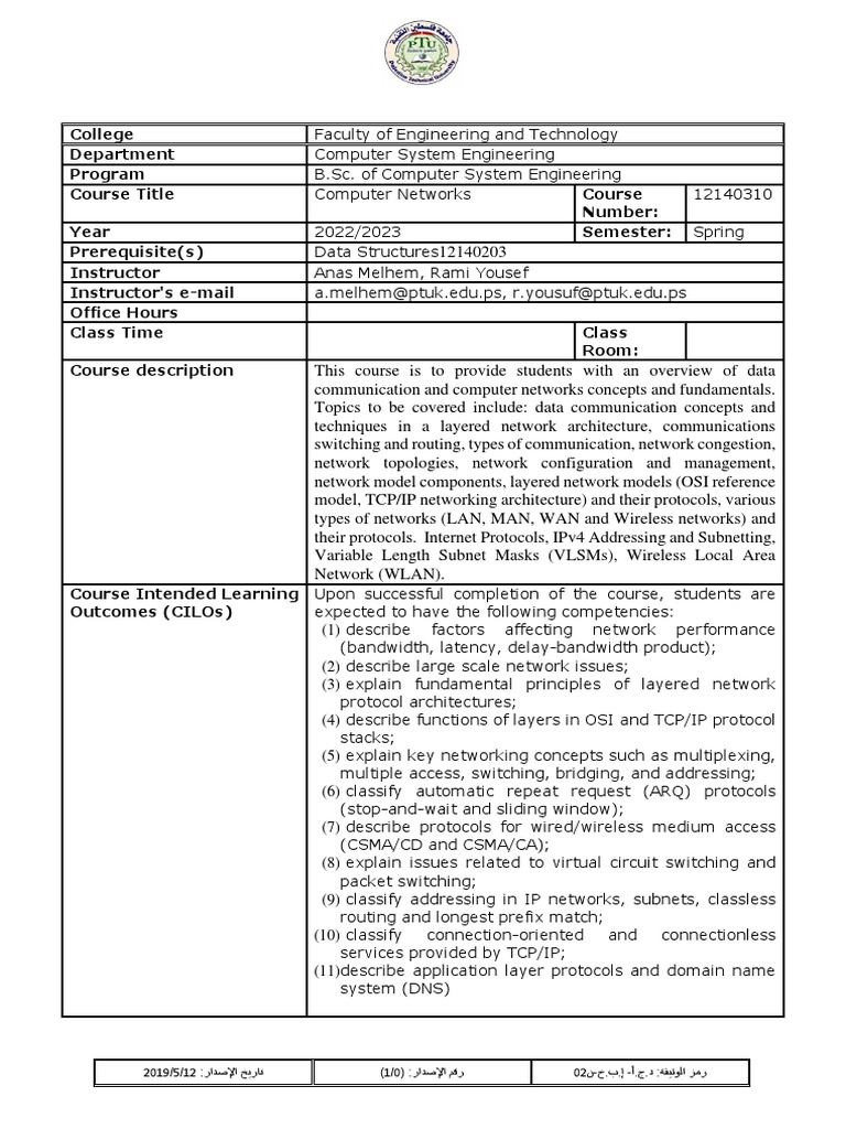Computer Networks Syllabus | Download Free PDF | Computer Network | Internet Protocol Suite