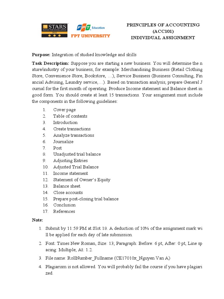 ACC101 Individual-Assignment | PDF