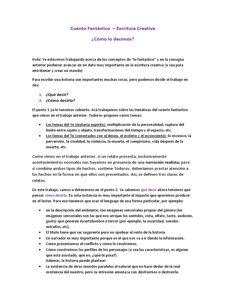 Escribir Cuentos Fantásticos Creativos | PDF | Fantasía