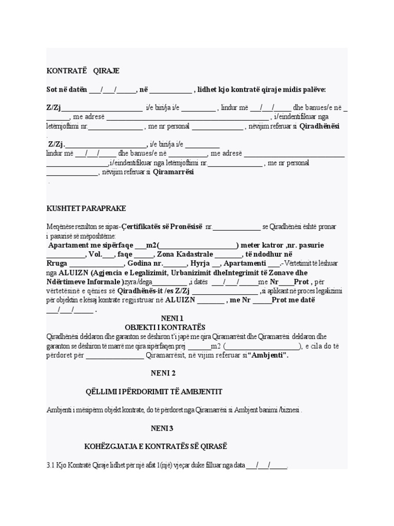 Kontratë Qiraje | PDF