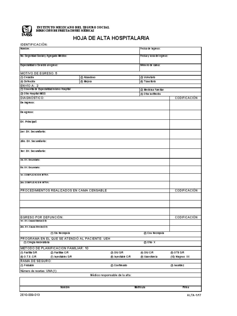 Alta Hospitalaria | PDF