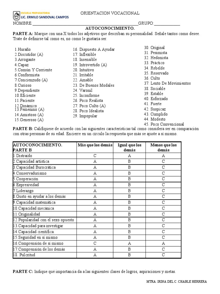 Test de Holland Inventario de Preferencias Vocacionales | PDF