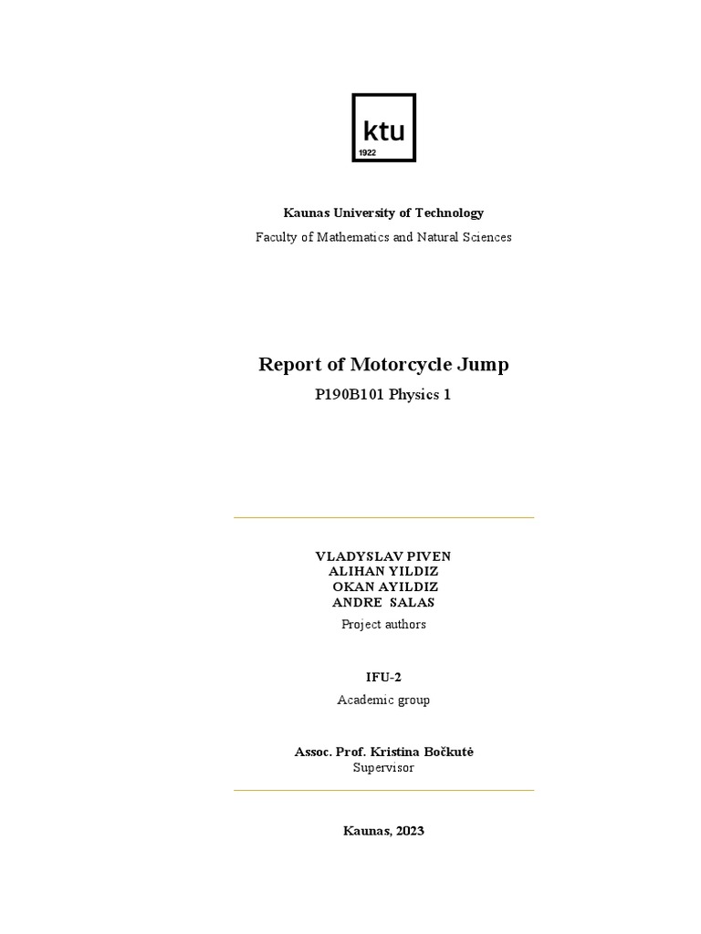 Report of Motorcycle Jump | PDF | Force | Acceleration