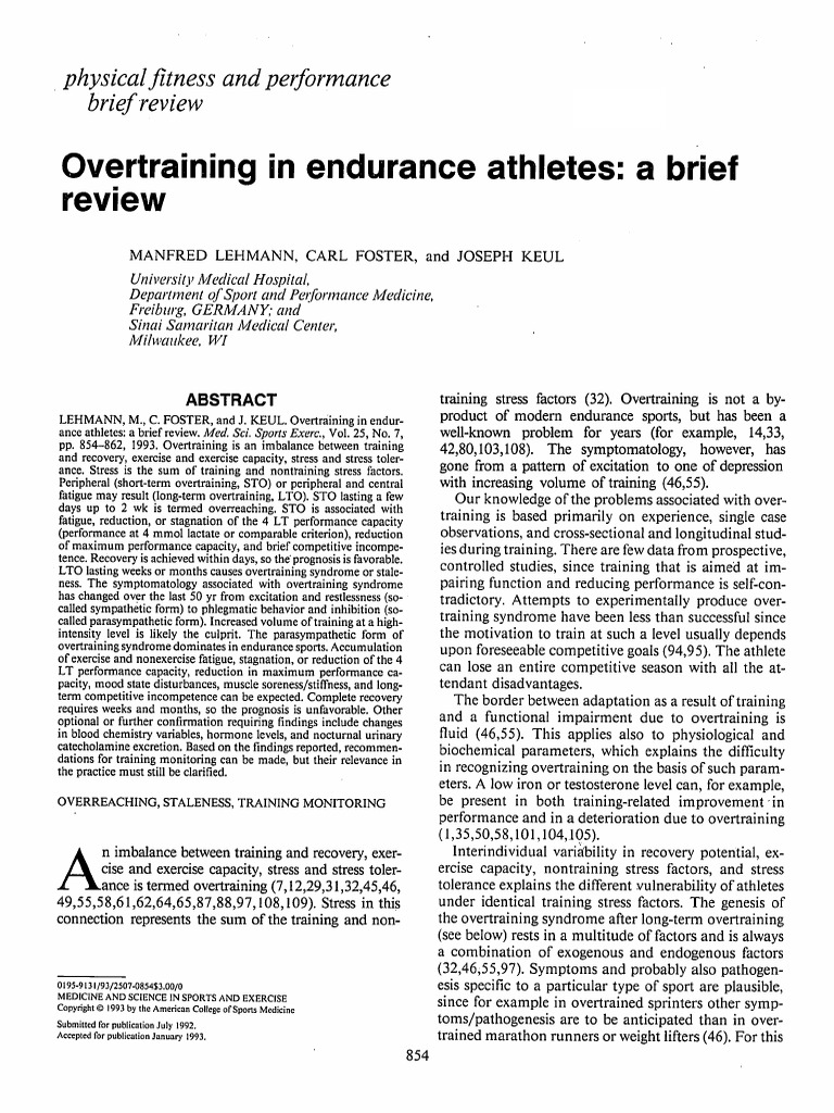 Overtraining in Endurance Athletes A Brief Review.15 | PDF