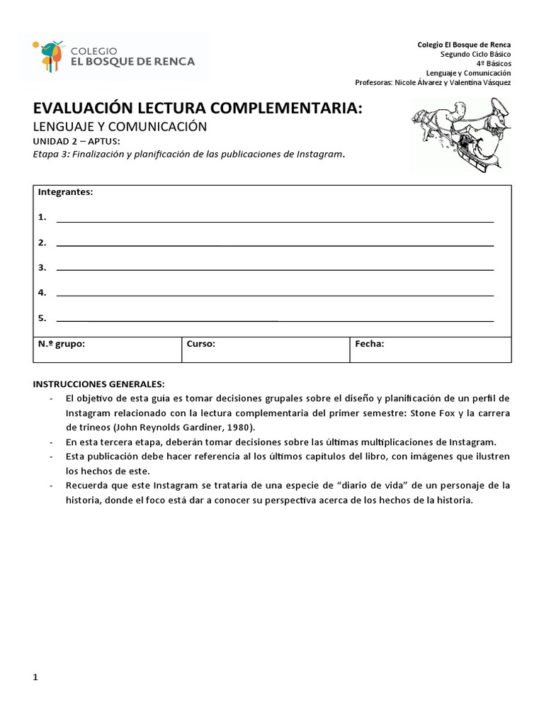 Planificación del perfil de Instagram sobre la novela "Stone Fox y la ...