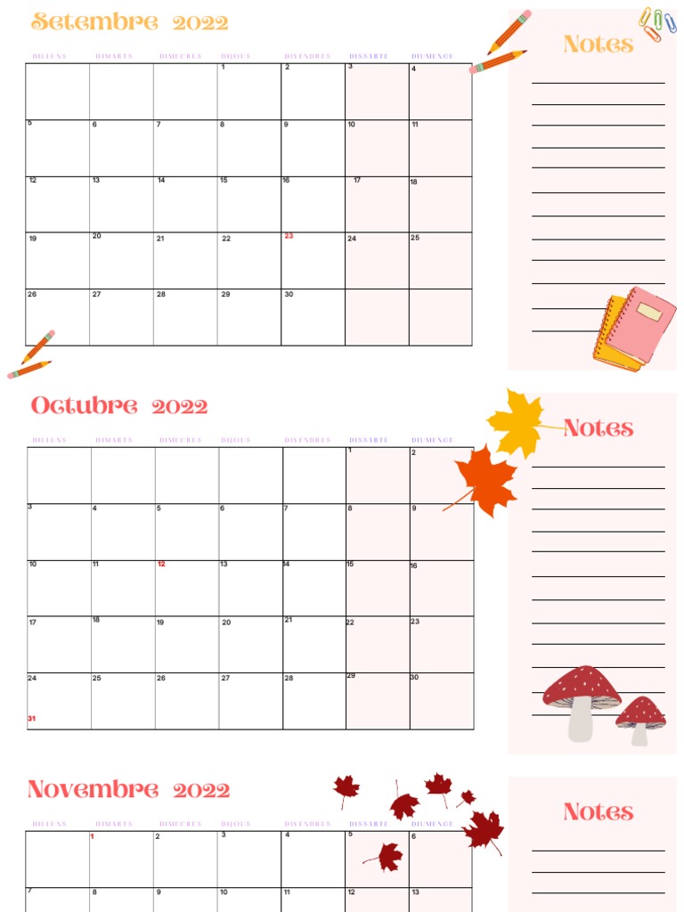 Calendari Mesos A La Vista | PDF