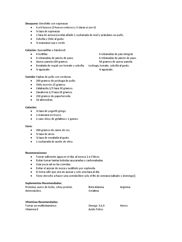 Plan de Comidas Lacho Libre | PDF