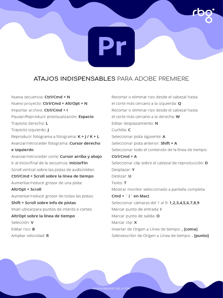 Guía rápida de atajos de teclado esenciales en Adobe Premiere | PDF | Informática | Software