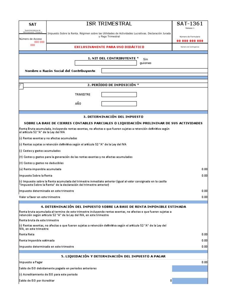 ISR Trimestral SAT 1361 | PDF | Impuesto sobre la renta | Impuestos