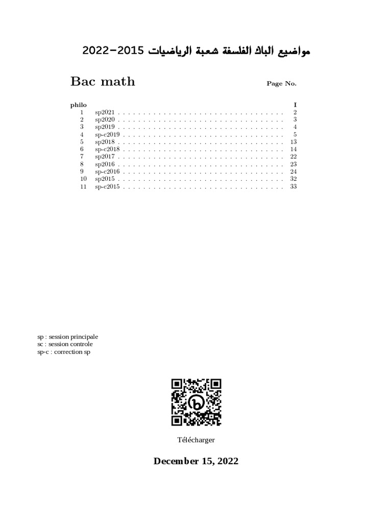 Devoirs Bac - Math - Philo - 2015 - 2021 | PDF