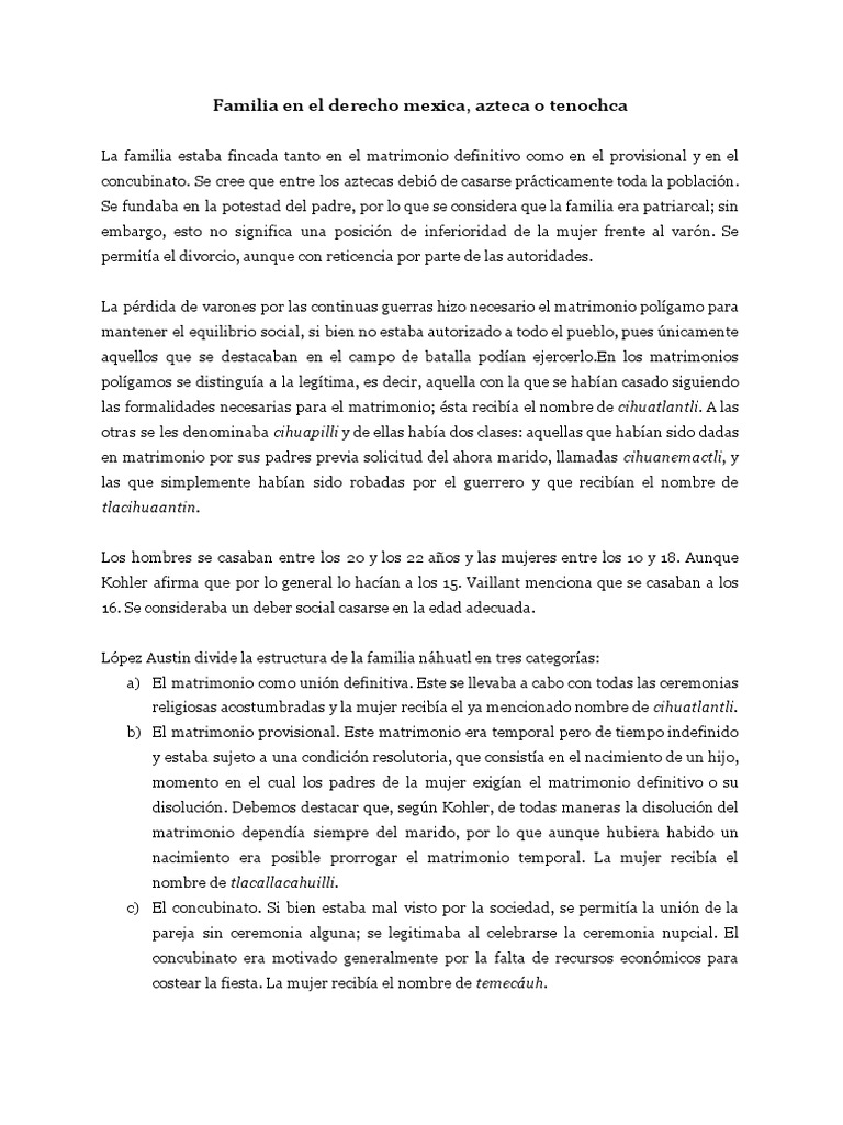 Familia en El Derecho Mexica, Azteca o Tenochca | Descargar gratis PDF ...