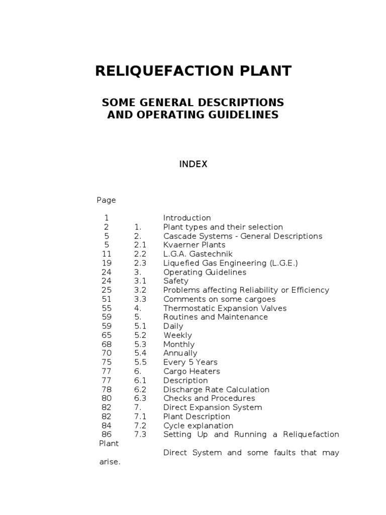 Reliquefaction Plant Guidelines | PDF | Heat Exchanger | Gas Compressor