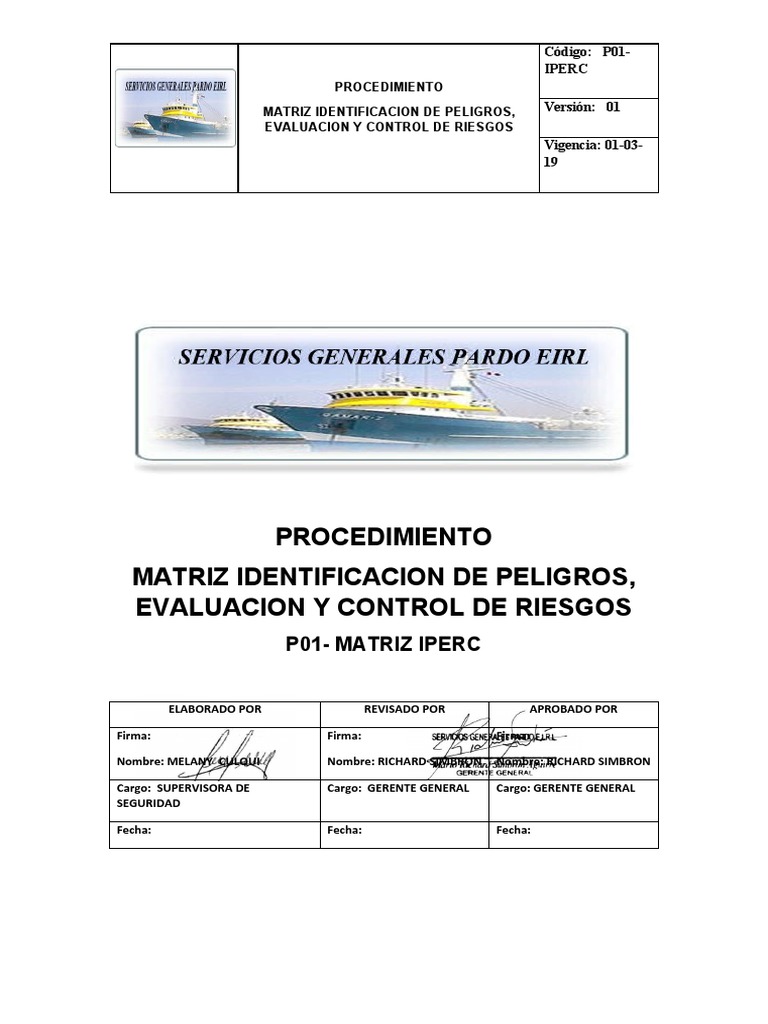 P01-Matriz Iperc - Procedimiento-Matriz-Iper | PDF | Evaluación de riesgos | Riesgo