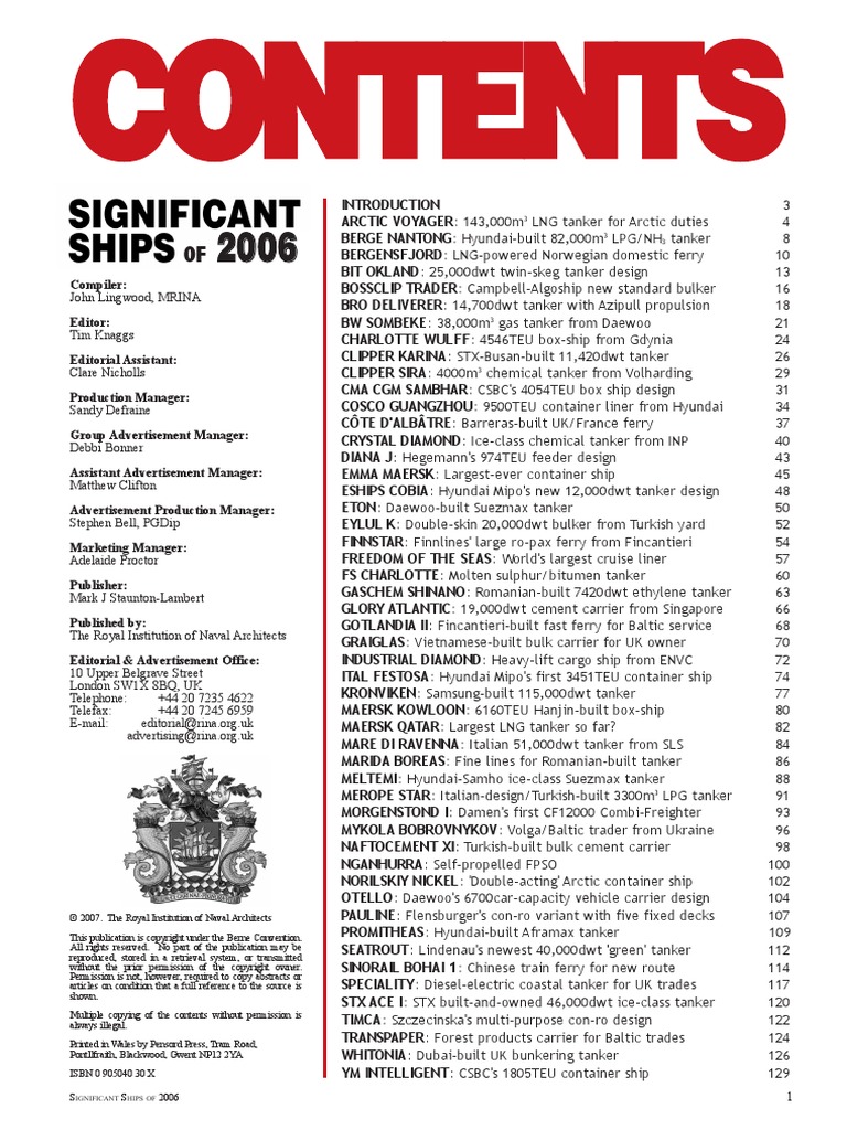 Significant Ships 2006 | PDF | Cargo Ship | Ships