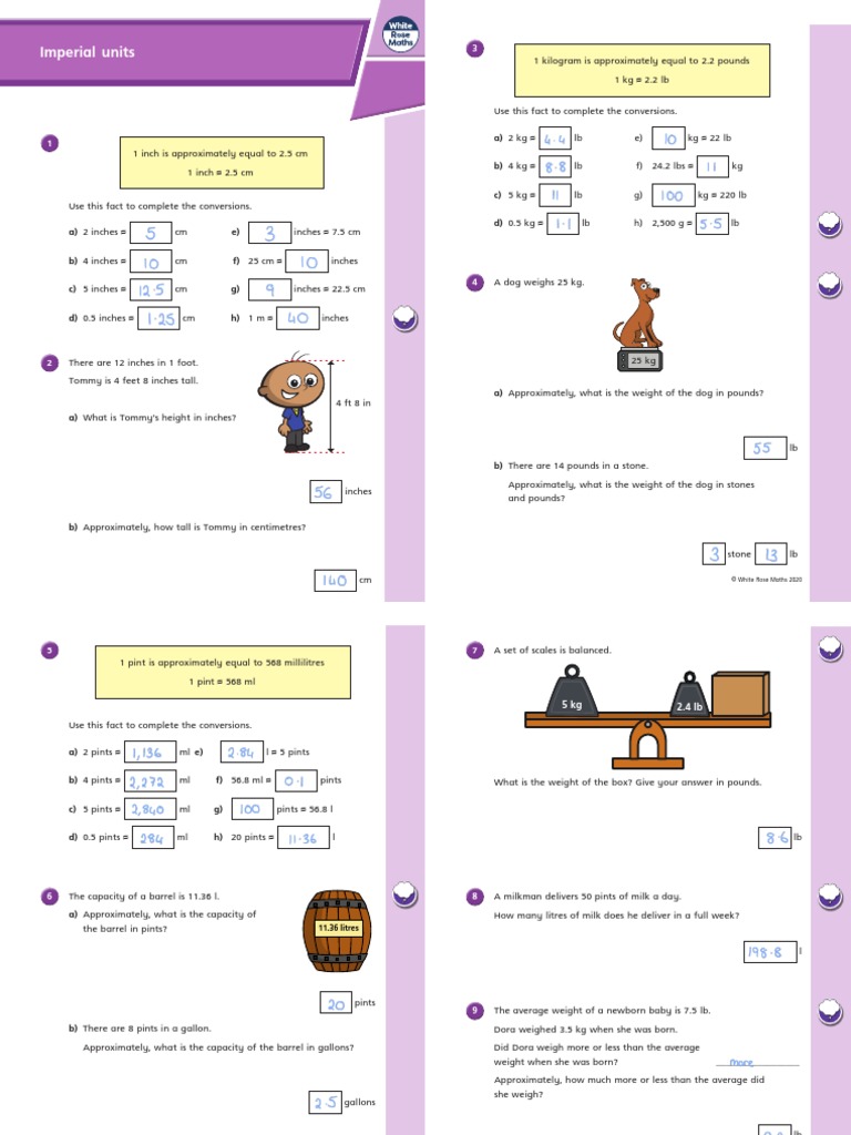 Lesson 2 Answers - Imperial Units | PDF | Pint | Pound (Mass)