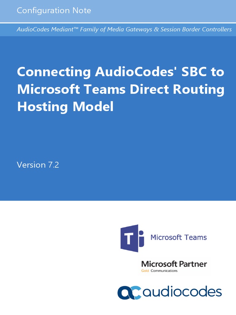 Connecting Audiocodes SBC To Microsoft Teams Direct Routing Hosting ...