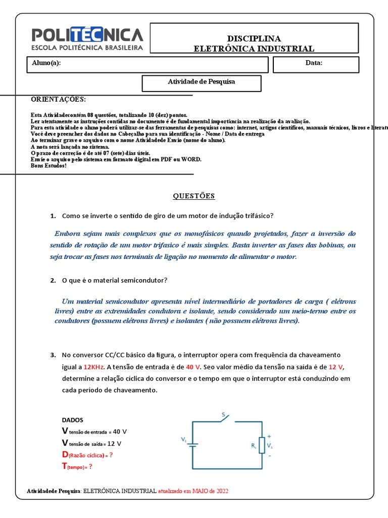 Atividade de Pesquisa - Eletronica Digital | PDF | Ciência de Materiais | Eletrônicos