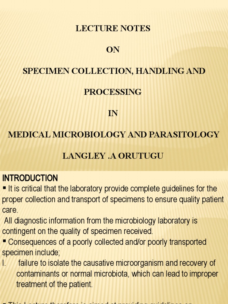 Specimen Collection in Microbiology | PDF | Medical Microbiology ...