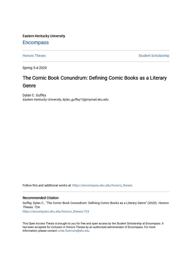 The Comic Book Conundrum Defining Comic Books As A Literary Genr | PDF | Comics | Genre