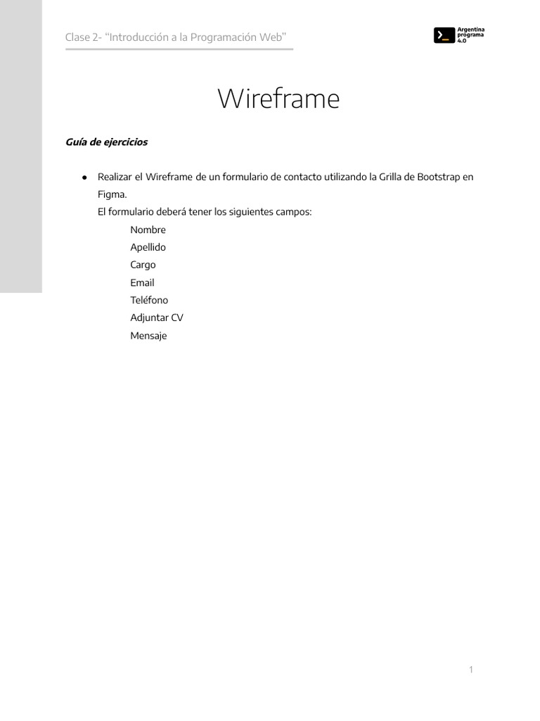 Guía de Ejercicios - Clase 2 - Wireframe | PDF