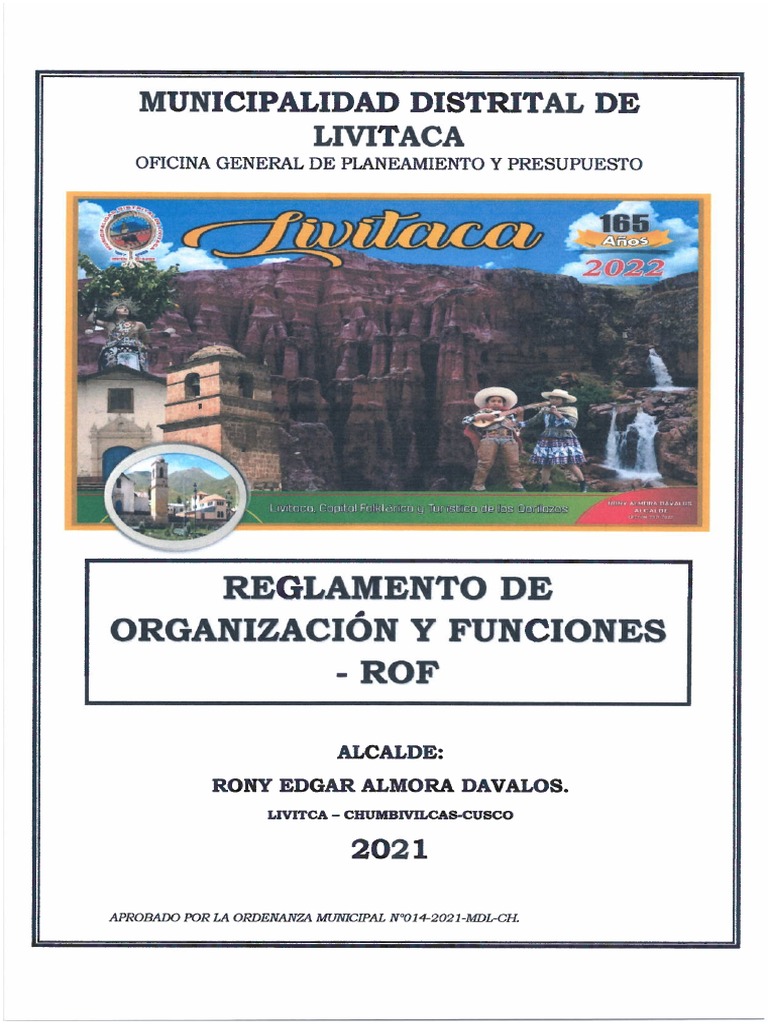 ROF-Reglamento de Organizaciones y Funciones ORDENANZA MUNICIPAL N°014-2021 | PDF